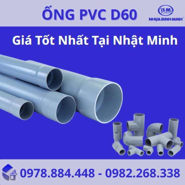 Ống nhựa Bình Minh PVC D60 chất lượng cao, giá rẻ